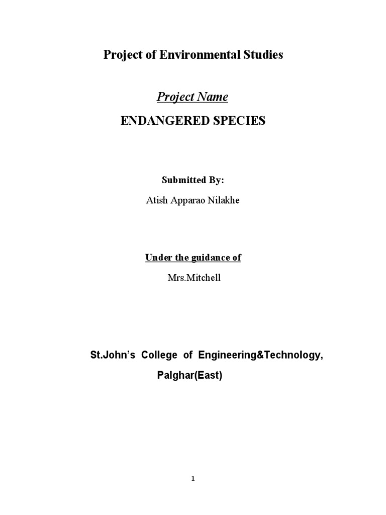Project of Environmental Studies | PDF | Endangered Species | Nature