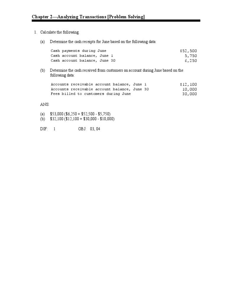 Examination Question and Answers, Set B (Problem Solving), Chapter 2 - Analyzing Transactions ...