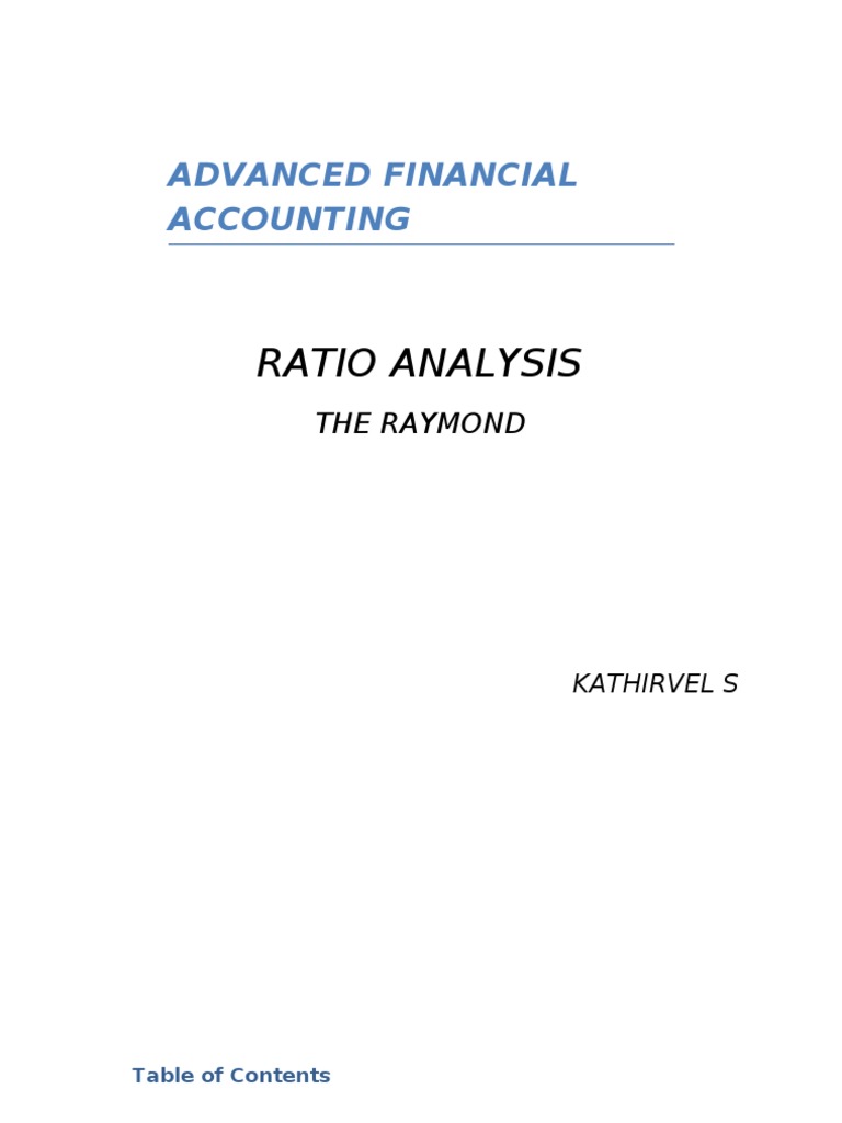 THE RAYMOND - Ratio Analysis | PDF | Equity (Finance) | Revenue