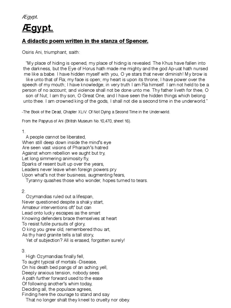 Ægypt.: A Didactic Poem Written in The Stanza of Spencer | PDF