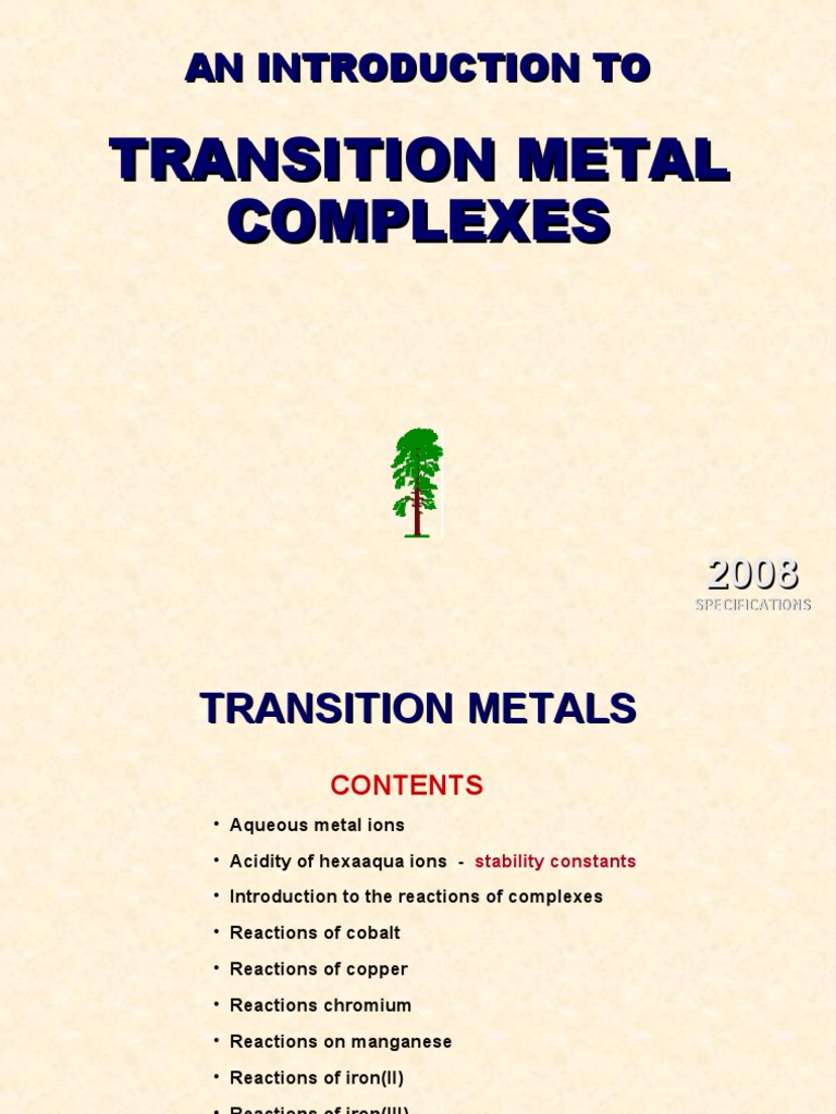 Transition Metal Complexes | PDF | Hydroxide | Hydrolysis