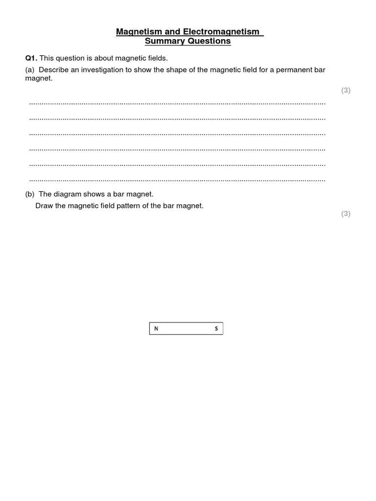 Magnetism and Electromagnetism Q&A | PDF | Magnetic Field | Magnetism