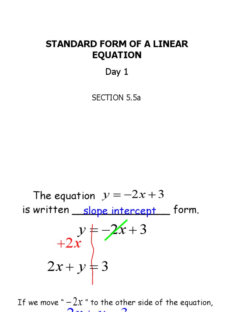 Standard Form of A Linear Equation | PDF | Decimal | Algebra
