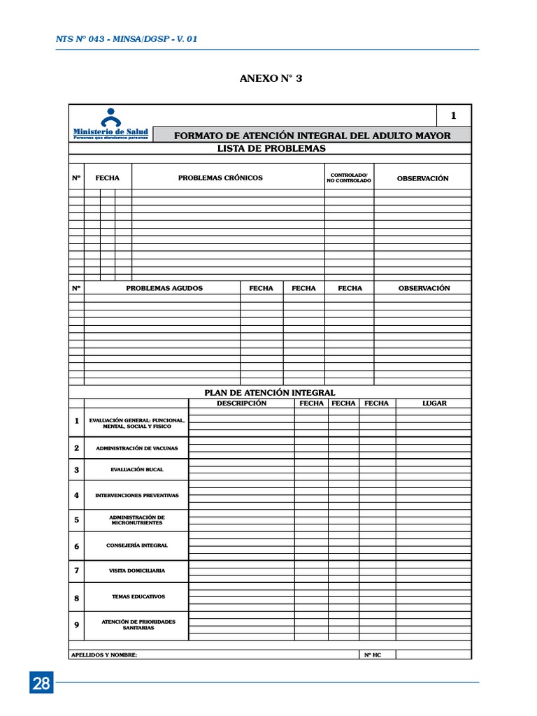 Ficha VACAM - Guia de Llenado | PDF | Vejez | Índice de masa corporal