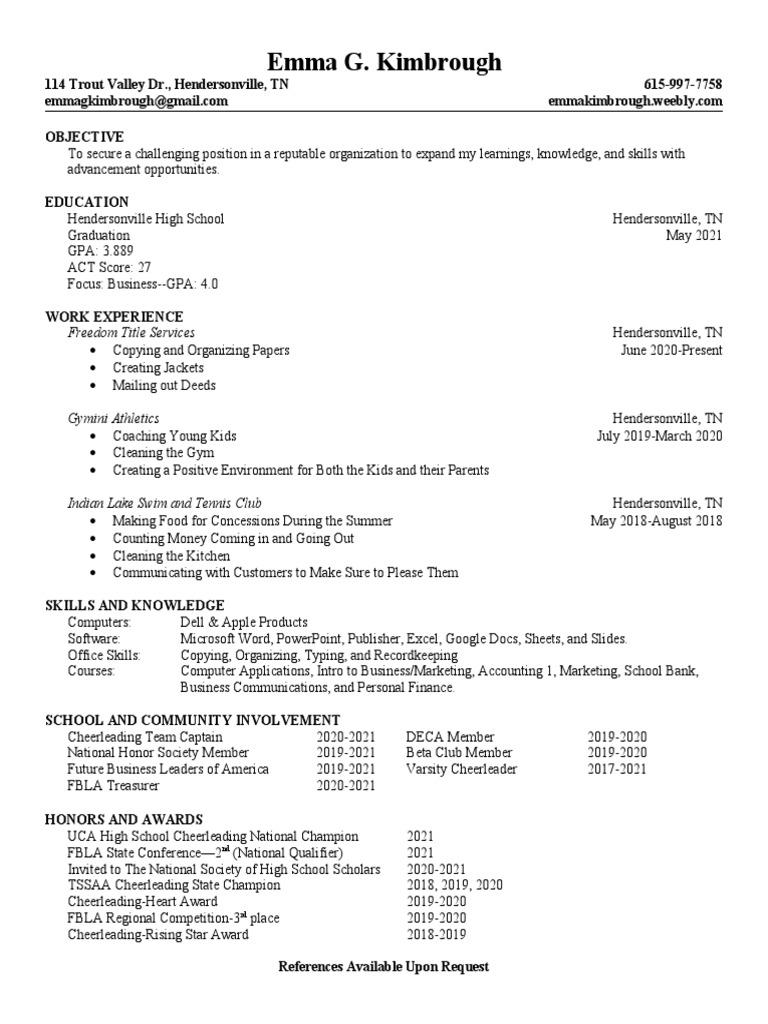 Resume Emma Kimbrough | PDF | Software | Computing