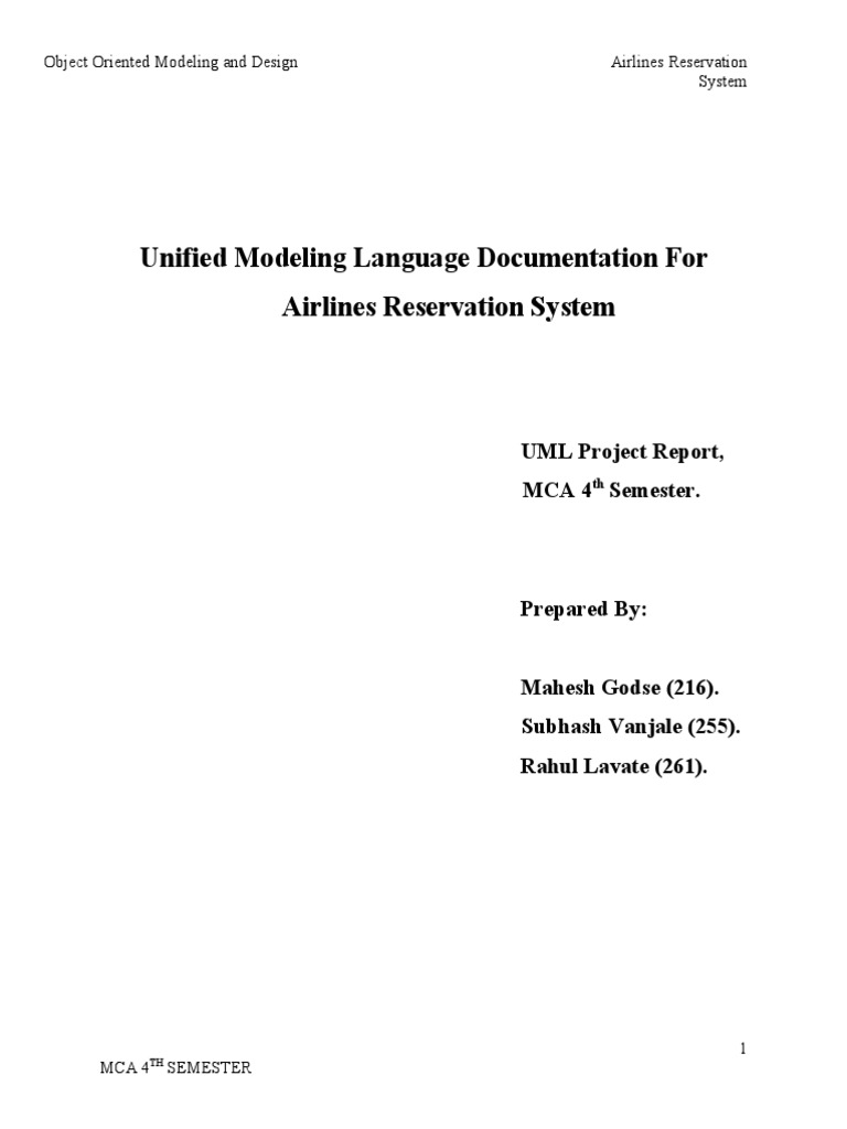 Project Paper - Airlines Reservation System Analysis and Design | PDF ...