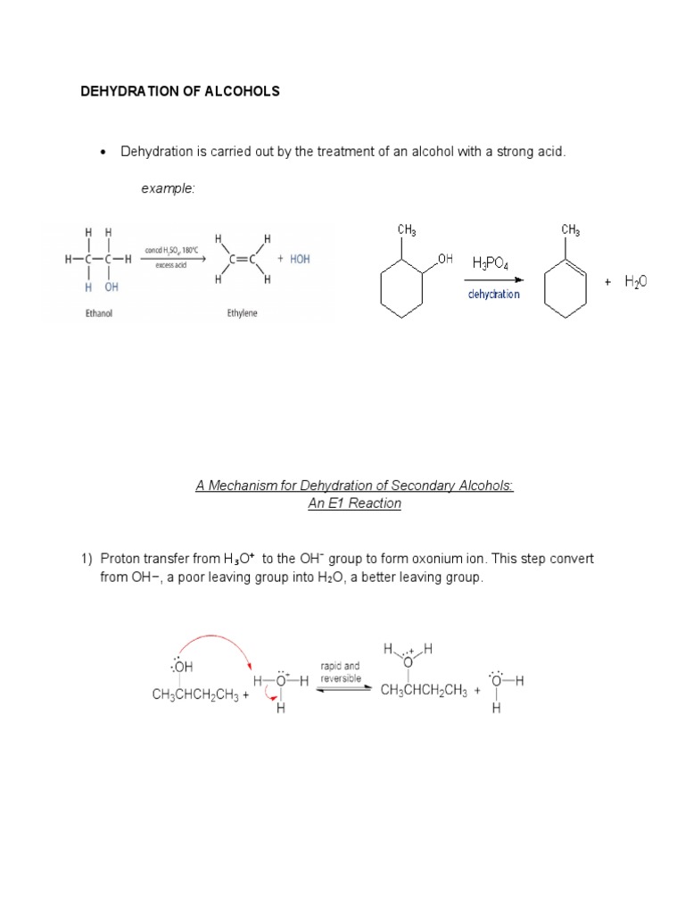 E1 and E2 Mechanisms of Alcohol Dehydration | PDF