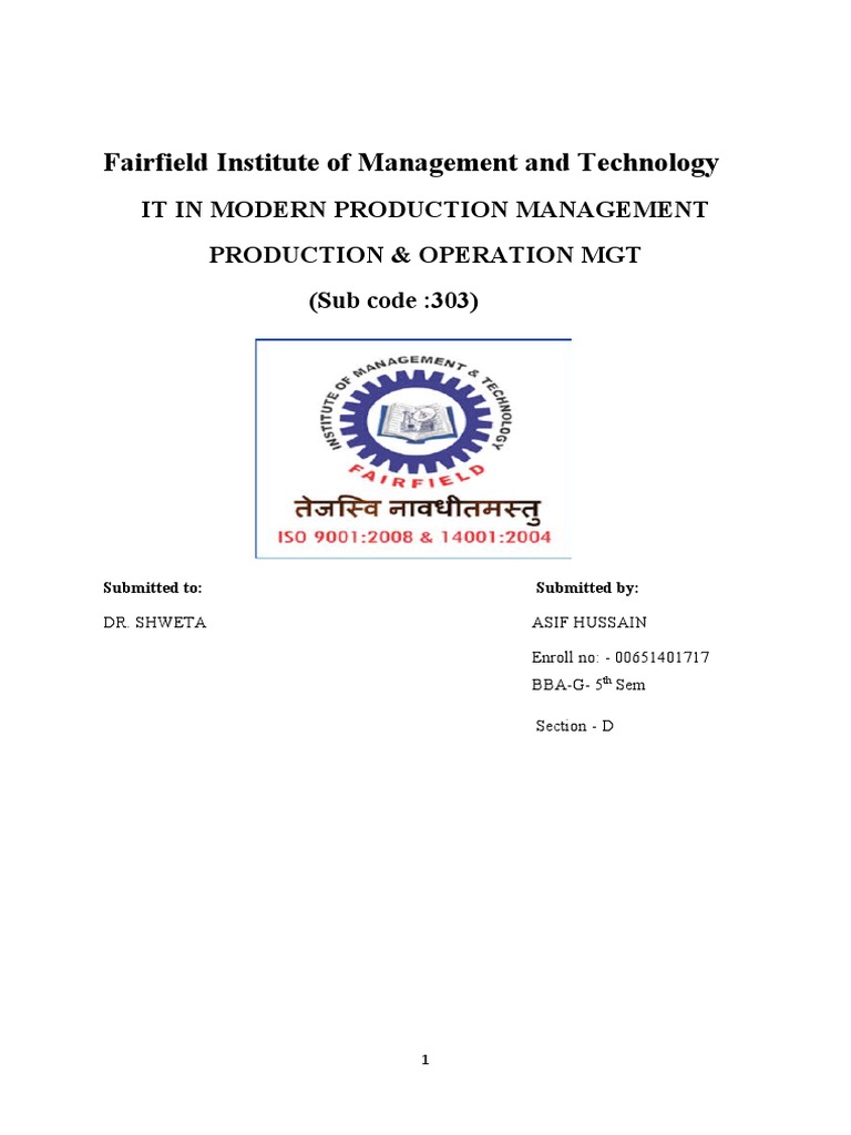 Fairfield Institute of Management and Technology | PDF | Enterprise ...
