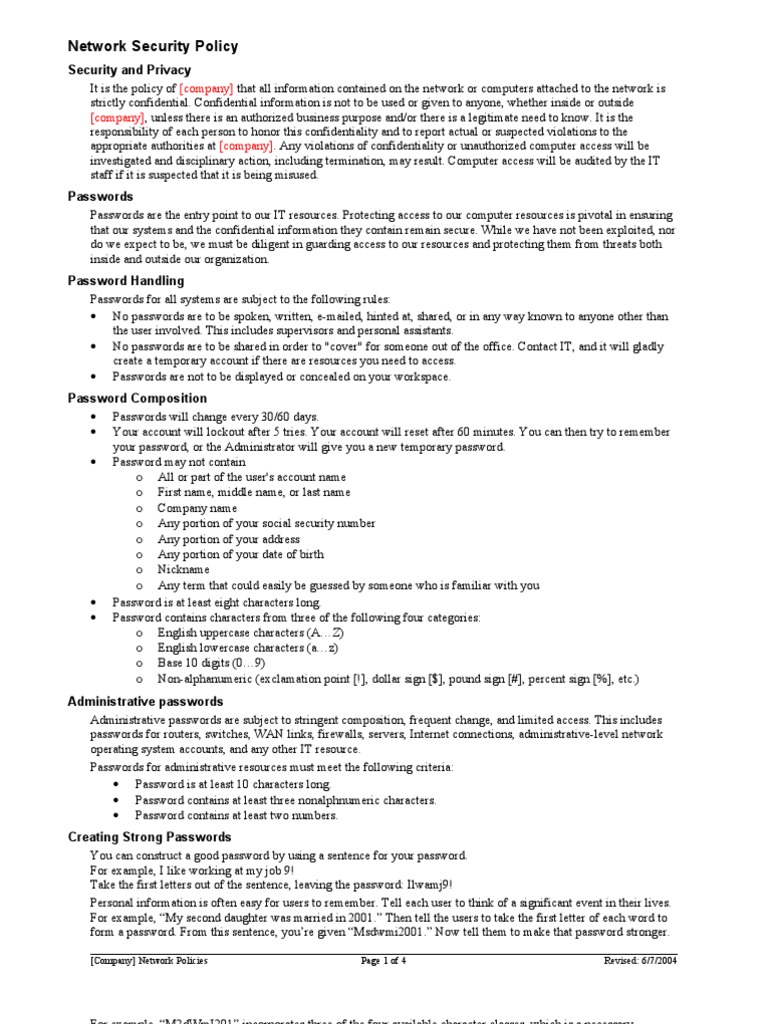 Network Security and Password Policy | PDF | Computer Virus | Antivirus ...