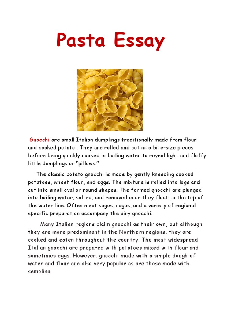 Pasta Essay Gnocchi | Download Free PDF | Dumpling | Potato