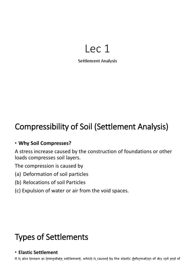 Soil Settlement Analysis Overview | PDF | Deformation (Engineering) | Soil