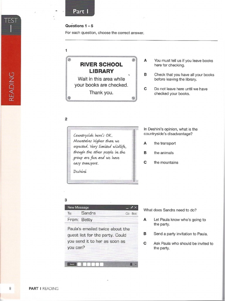 Pearson B1 Preliminary Practice Tests Plus - Test 1 | PDF