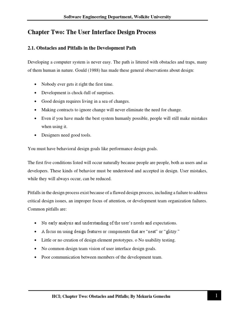 Chapter Two: The User Interface Design Process: 2.1. Obstacles and ...