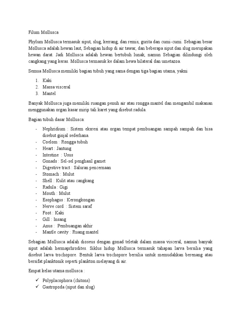 Filum Mollusca | PDF