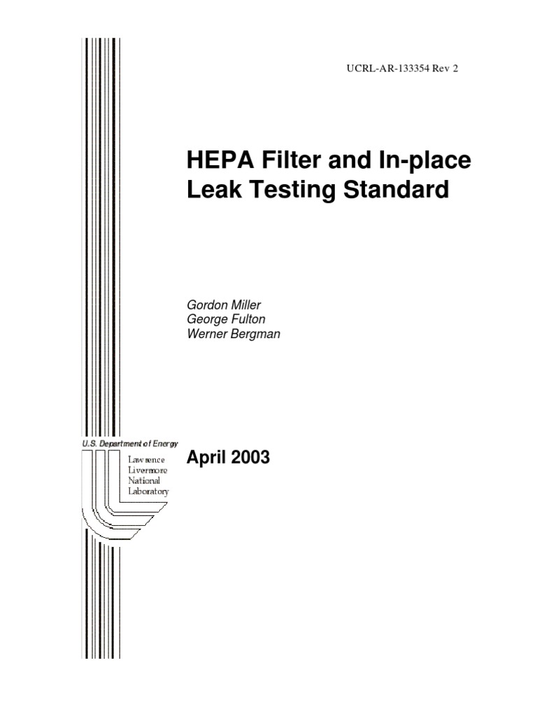 HEPA Filter Testing | PDF | Duct (Flow) | Aerosol