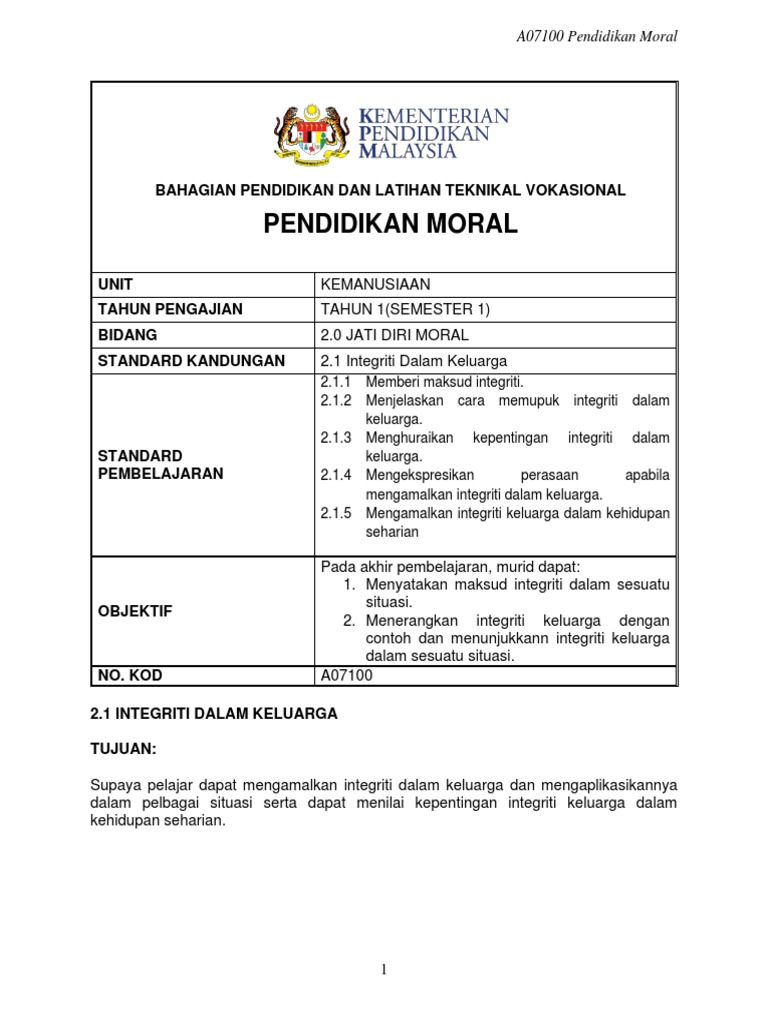 2.1 Integriti Dalam Keluarga | PDF