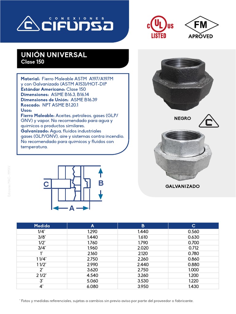 Hoja-Tecnica-Union Universal Roscado | PDF | Ingeniería mecánica ...
