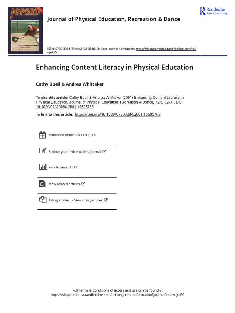 Enhancing Content Literacy in Physical Education | Download Free PDF ...