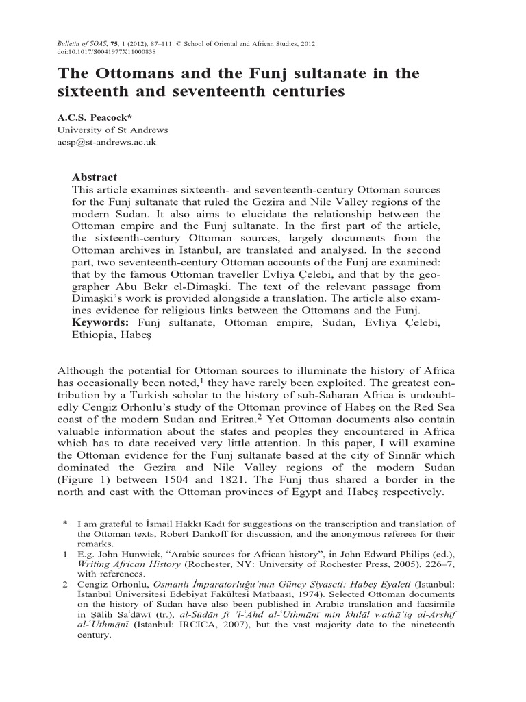 The Ottomans and The Funj Sultanate in T | PDF | Ottoman Empire | Sudan