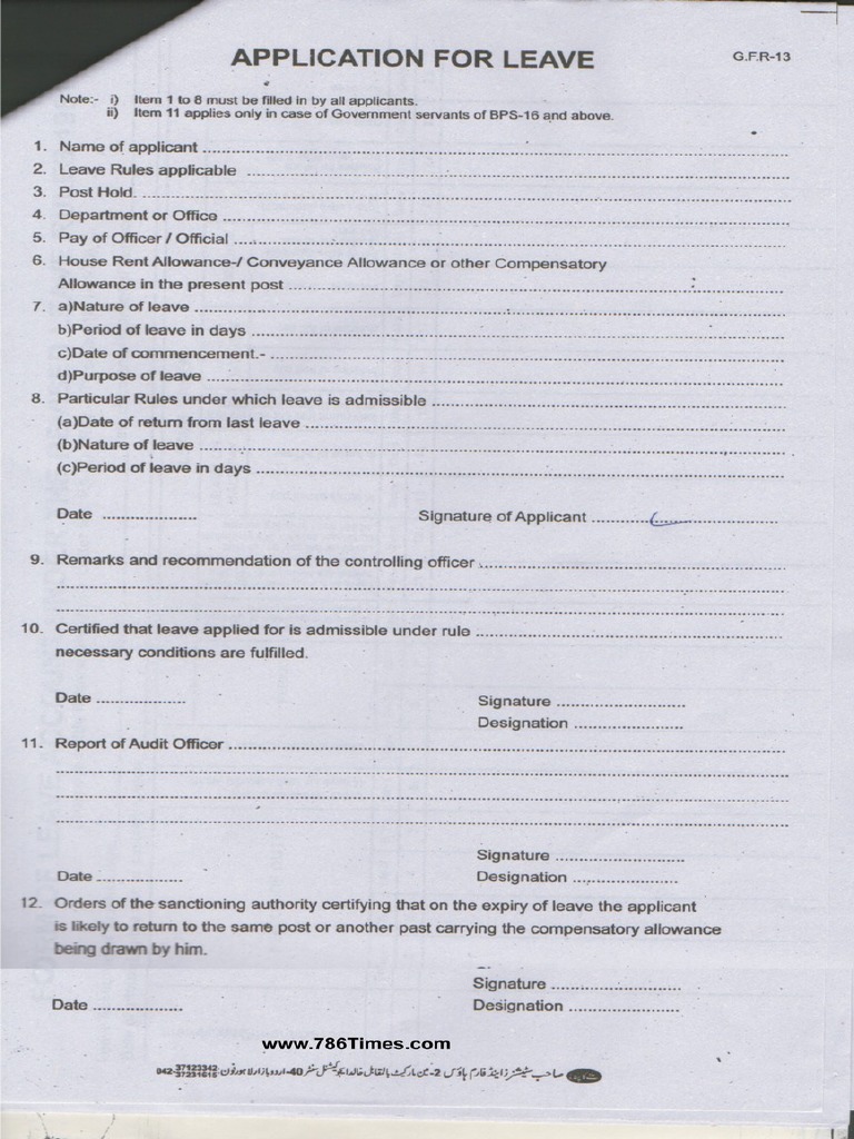 Application Form For Ex Pakistan Leave1 | PDF
