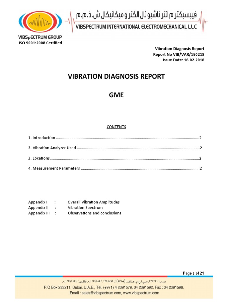 Vibration Diagnosis Report GME | PDF | Signal Processing | Metrology
