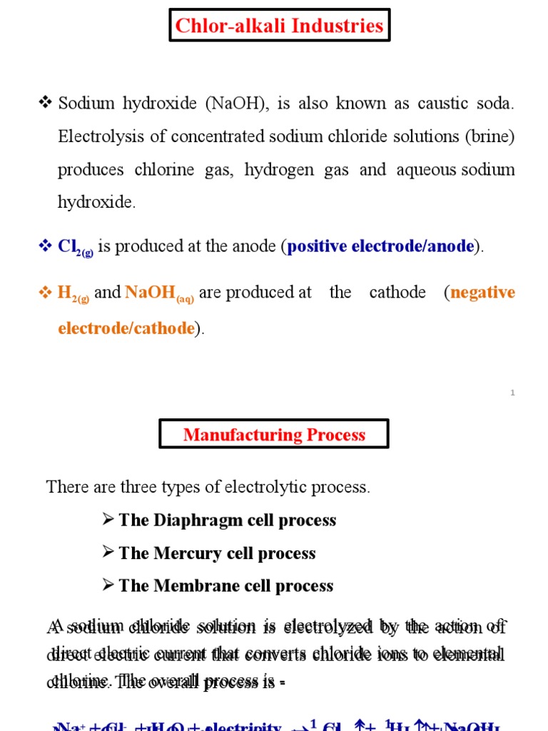 Chlor-Alkali Electrolysis Process | PDF | Science & Mathematics