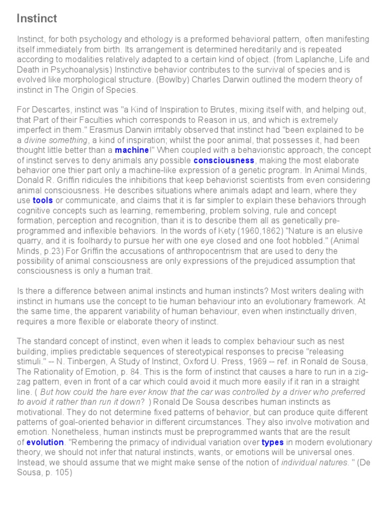 Instinct: Machine Consciousness | PDF | Instinct | Sigmund Freud