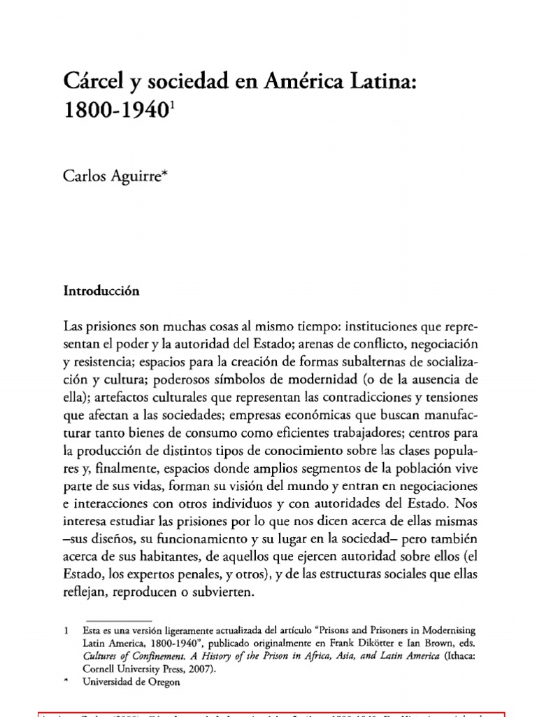 Cárcel y Sociedad en América Latina, 1800-1940. Carlos Aguirre | PDF ...