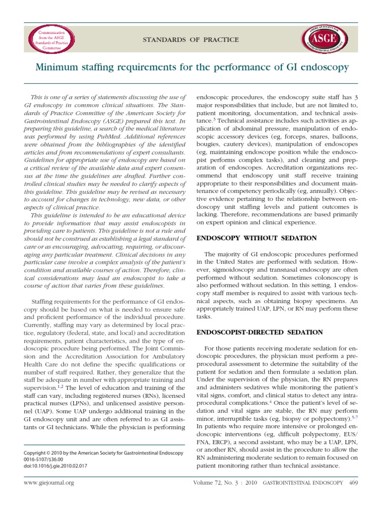 Minimal Staffing Endos | PDF | Endoscopy | Patient