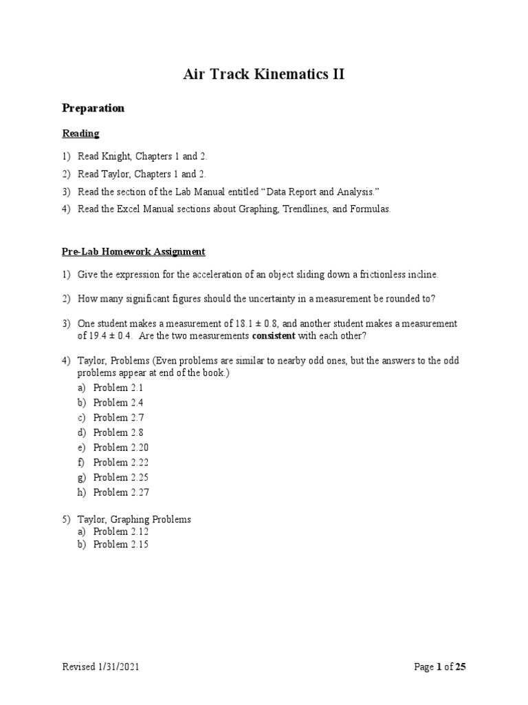 Physics Lab: Air Track Kinematics | PDF | Velocity | Microsoft Excel