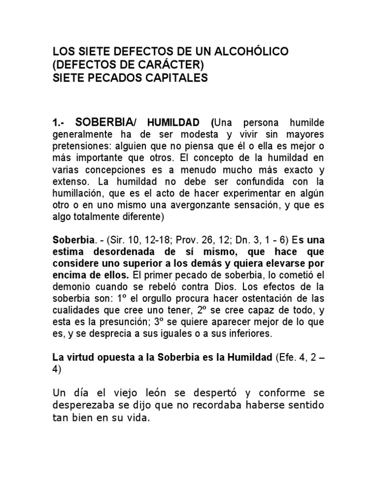 Siete Defectos de Carácter en AA | PDF | Orgullo | Castidad