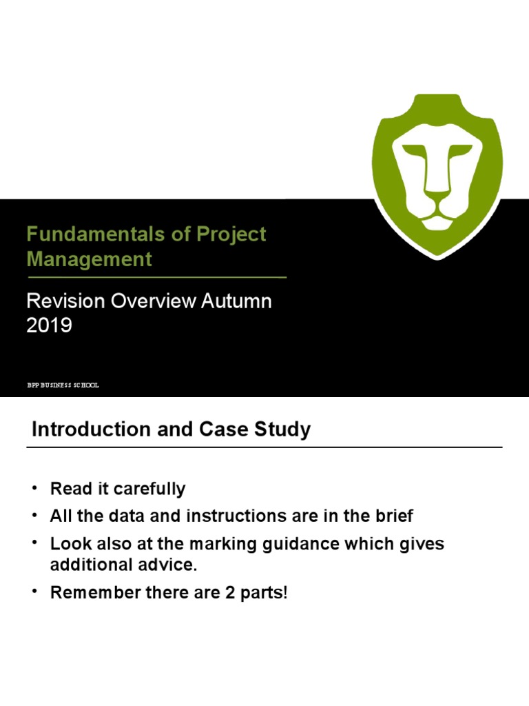 Fundamentals of Project Management: Revision Overview Autumn 2019 | PDF ...