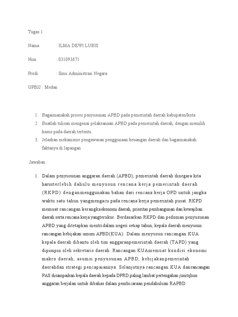 Tugas 1 Administrasi Pemerintahan Daerah | PDF