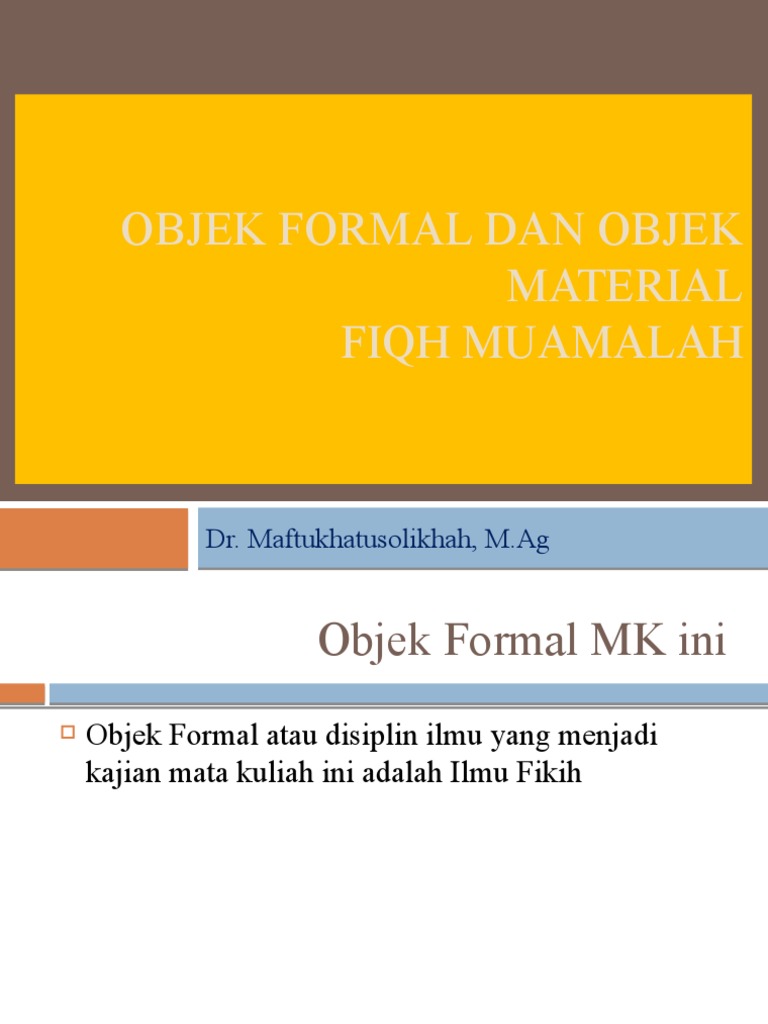 Objek Formal Objek Material Fiqh Muamalah | PDF