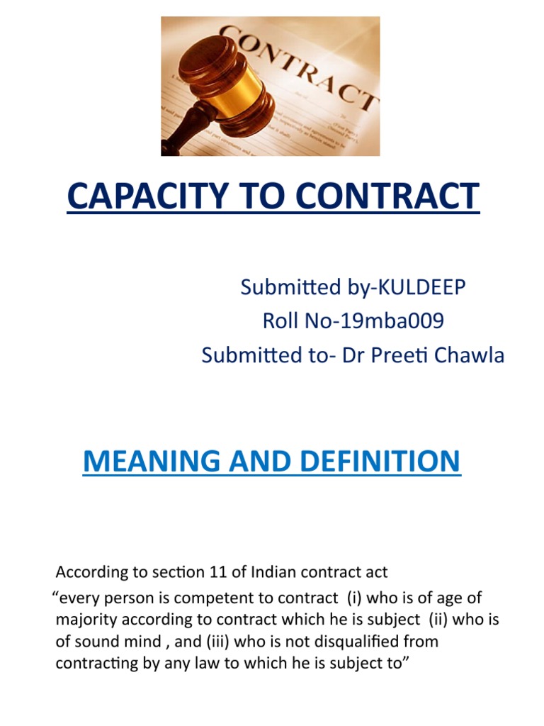 Understanding Contract Capacity in India | PDF | Law Of Agency | Law ...