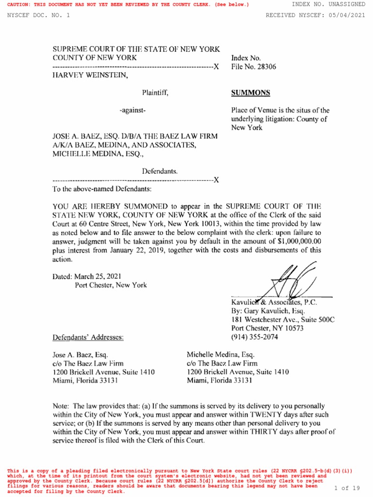 Weinstein | PDF | Complaint | Lawsuit