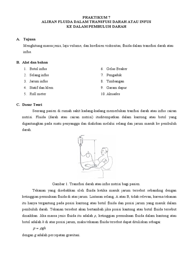 PRAKTIKUM 6 Aliran Fluida Pada Infus | PDF