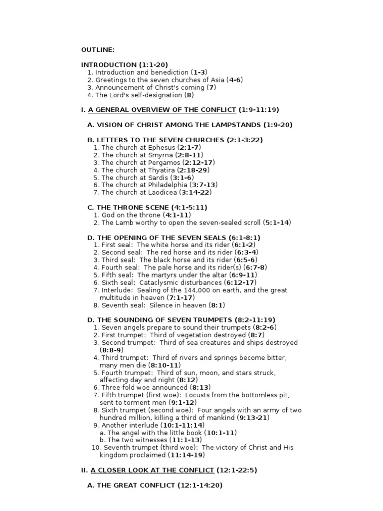 Revelation OUTLINE | PDF | Eschatology | Christian Eschatology
