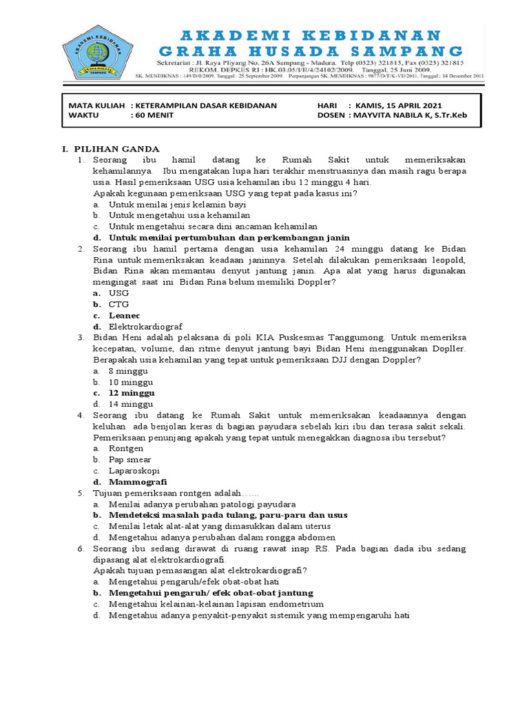 Soal Uts KDK Mayvita | PDF