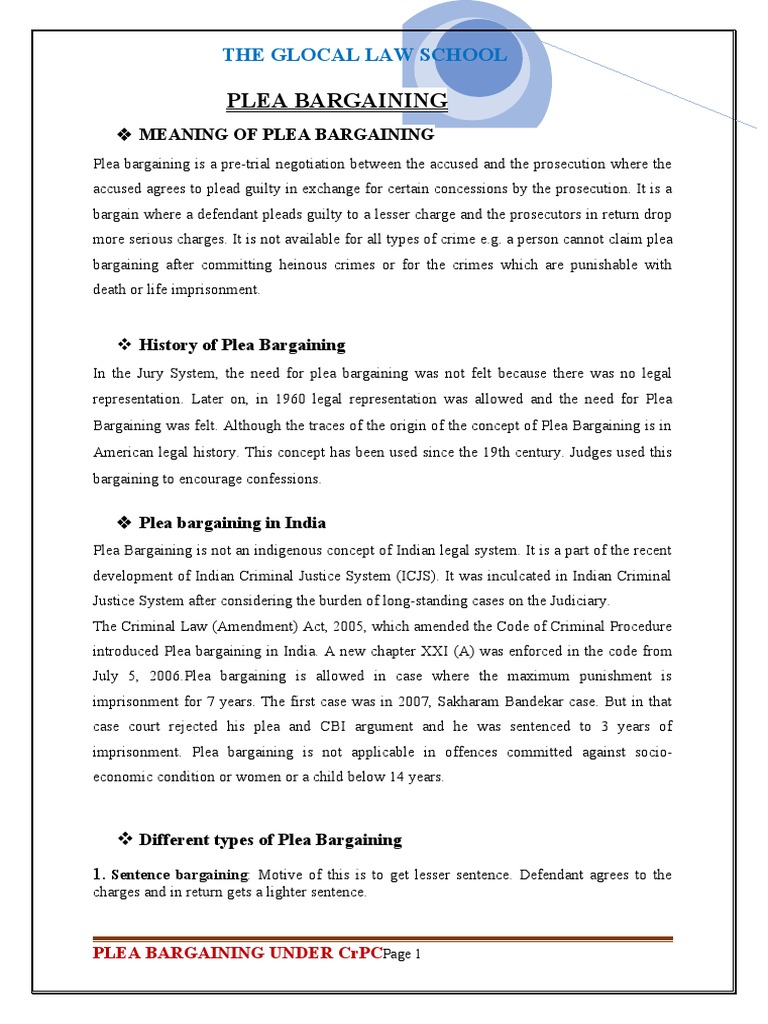 Plea Bargaining CRPC | PDF | Plea Bargain | Plea