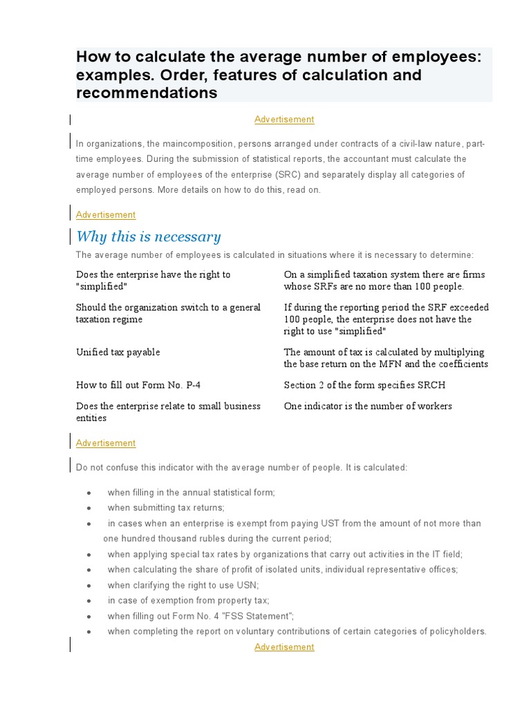 How To Calculate The Average Number of Employees | PDF | Employment | Mean