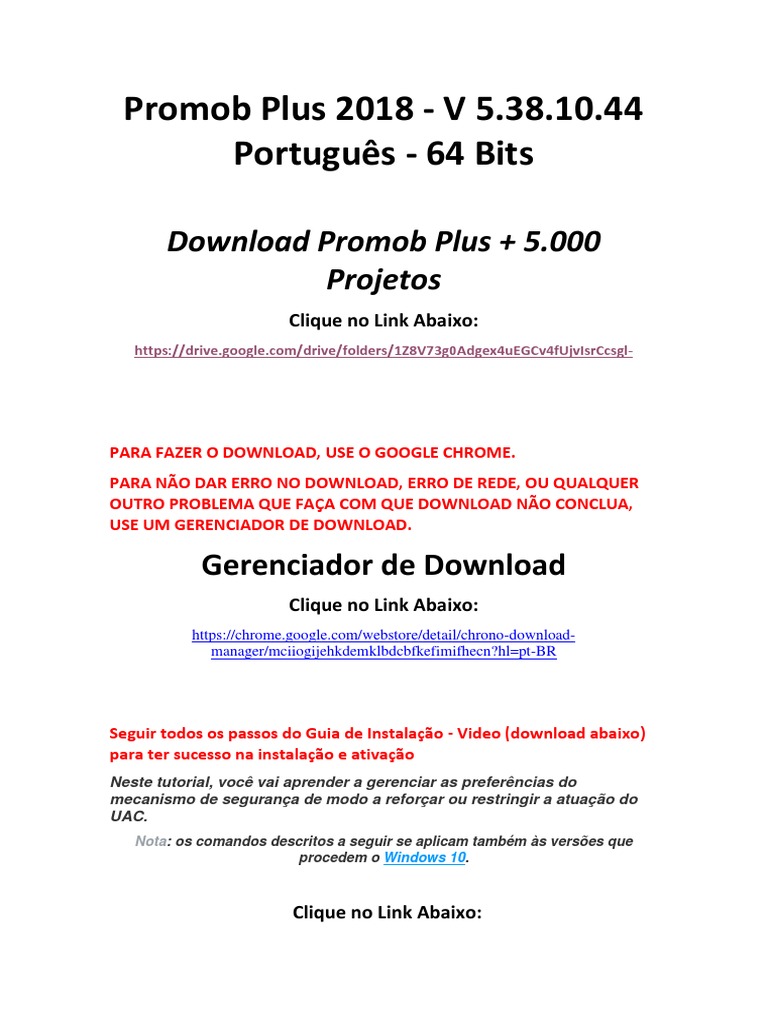 Promob Plus 2018 5.000 Projetos Instruções | PDF | Windows 10 ...