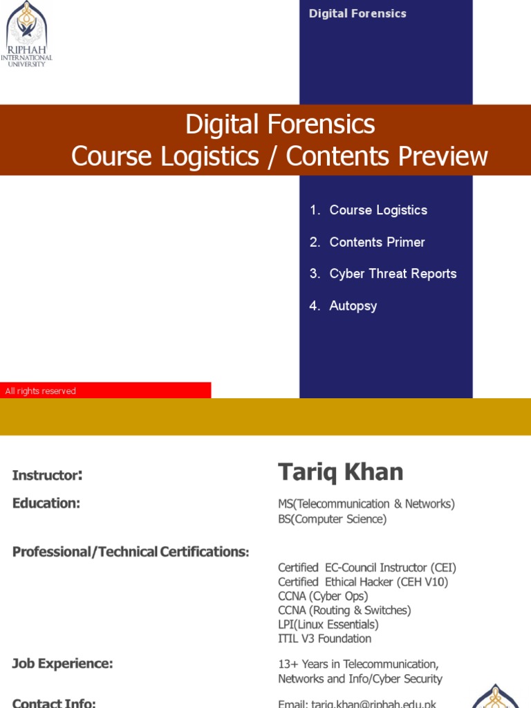 Digital Forensics Course Logistics / Contents Preview | PDF | Digital ...
