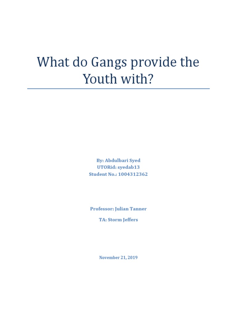 What Do Gangs Provide The Youth With | PDF | Gang | Juvenile Delinquency