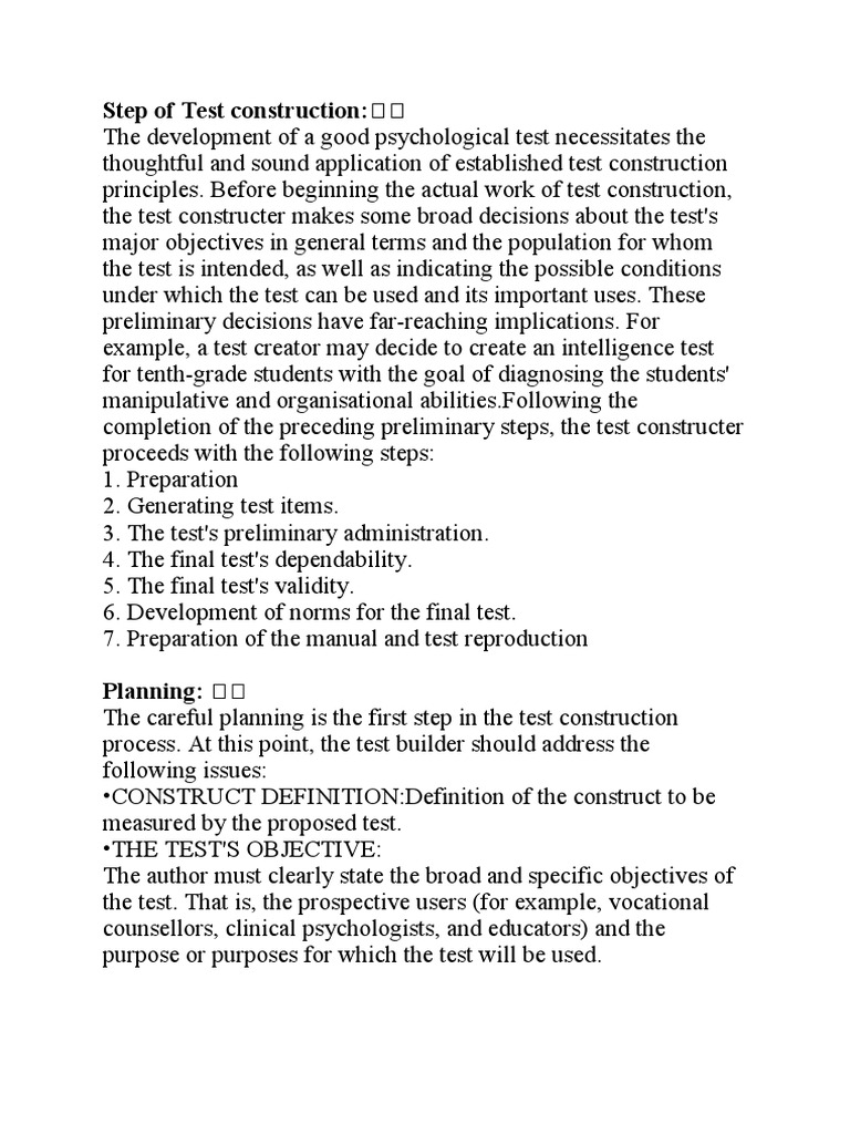 Test Construction in Psychological Testing | PDF | Validity (Statistics ...