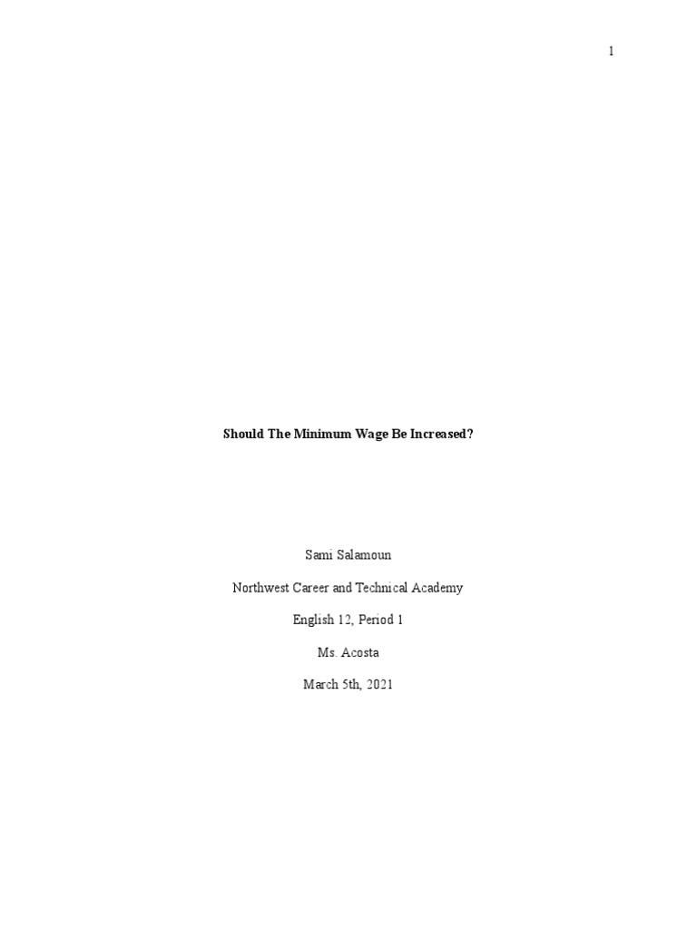 Final Draft Research Paper | PDF | Minimum Wage | Unemployment