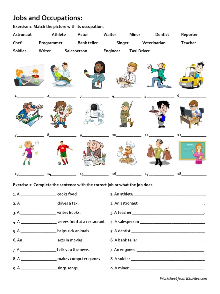 ESLFiles Jobs and Occupations 2 | PDF
