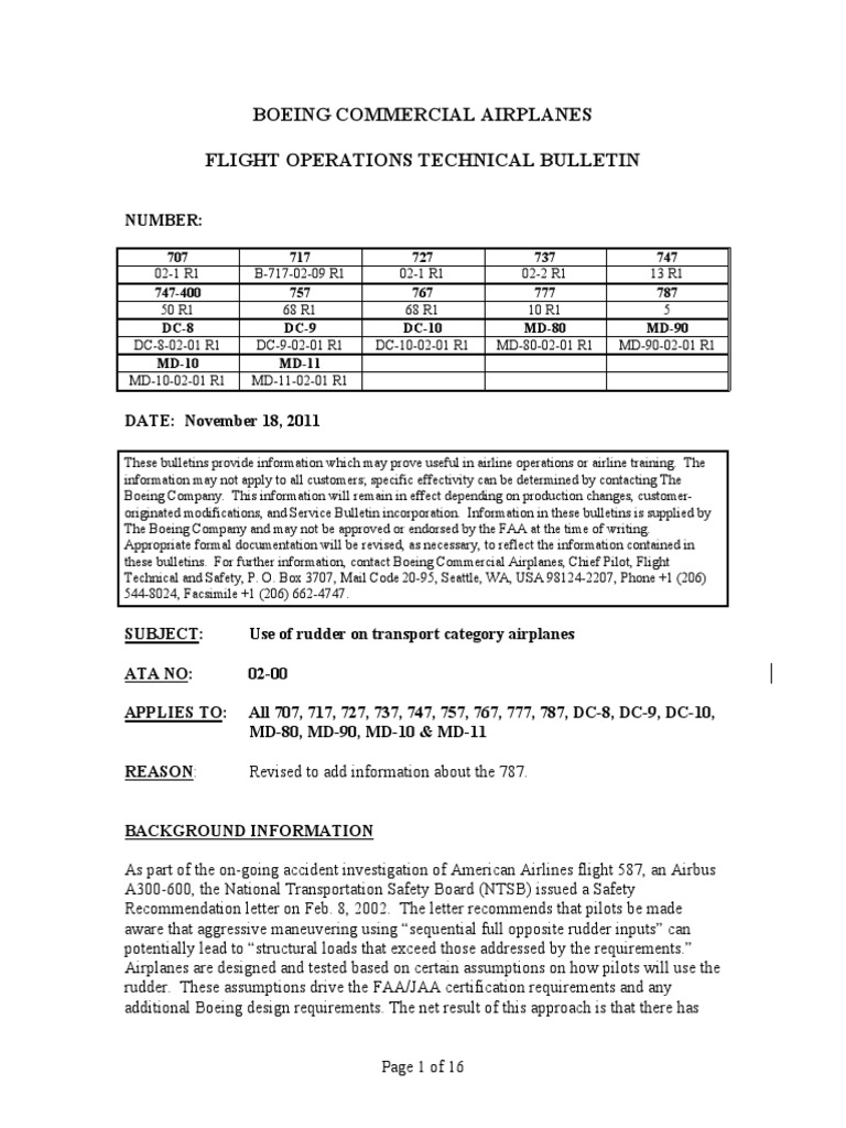 Boeing Commercial Airplanes Flight Operations Technical Bulletin | PDF ...