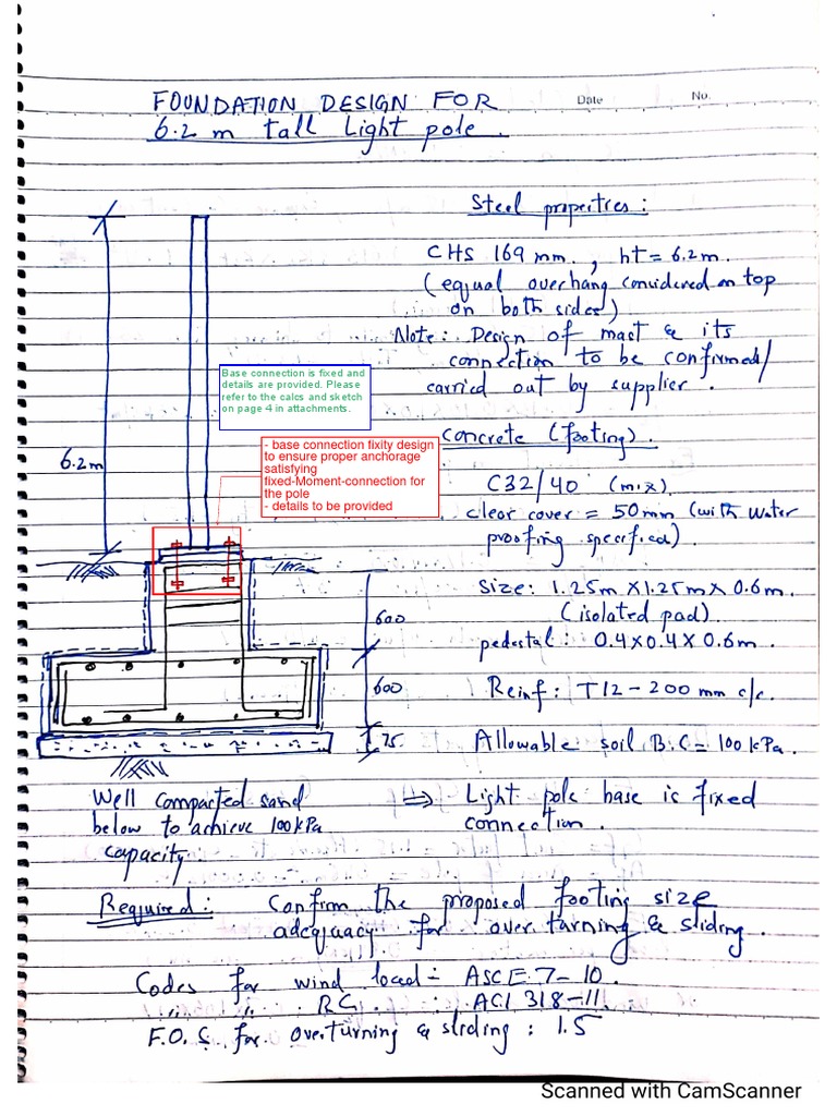Base Connection Fixity Design and Details for a 45m/s Wind Speed Pole ...