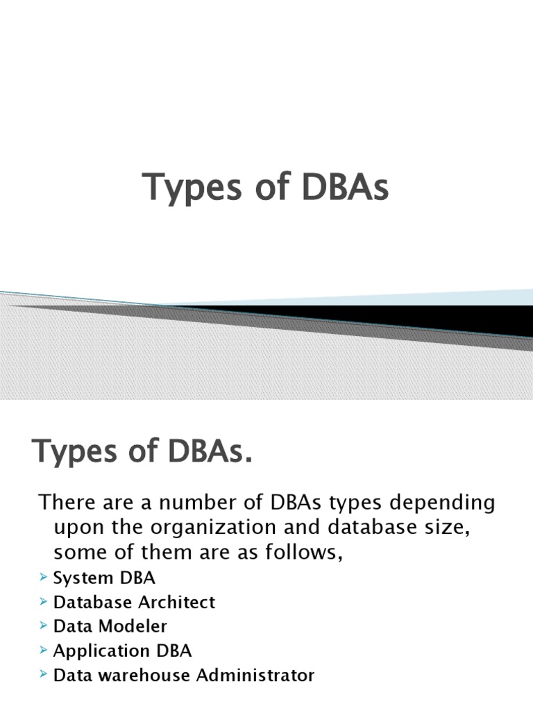Types of DBAs | PDF Types of DBAs | PDF